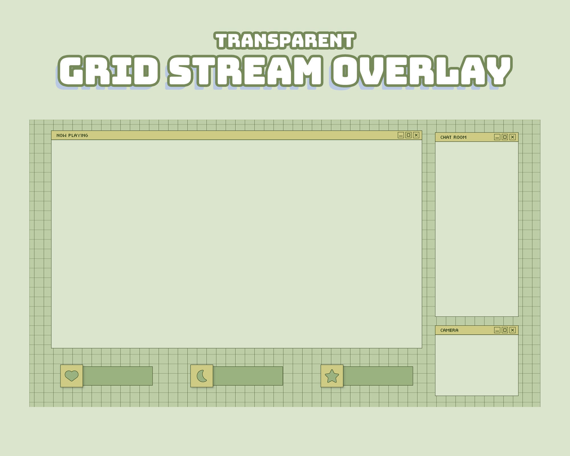 Light Green Grid Stream Overlay | Computer Streaming Graphics Aesthetic ...