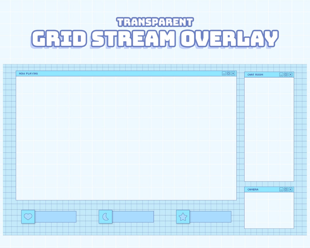 Light Blue Grid Stream Overlay | Computer Streaming Graphics Aesthetic ...