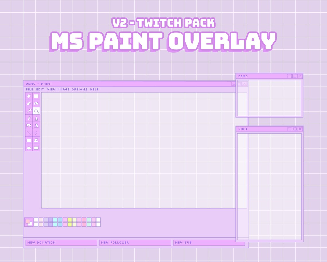 Cute Purple MS Paint Twitch Overlay | Creative Art Stream | Streaming ...