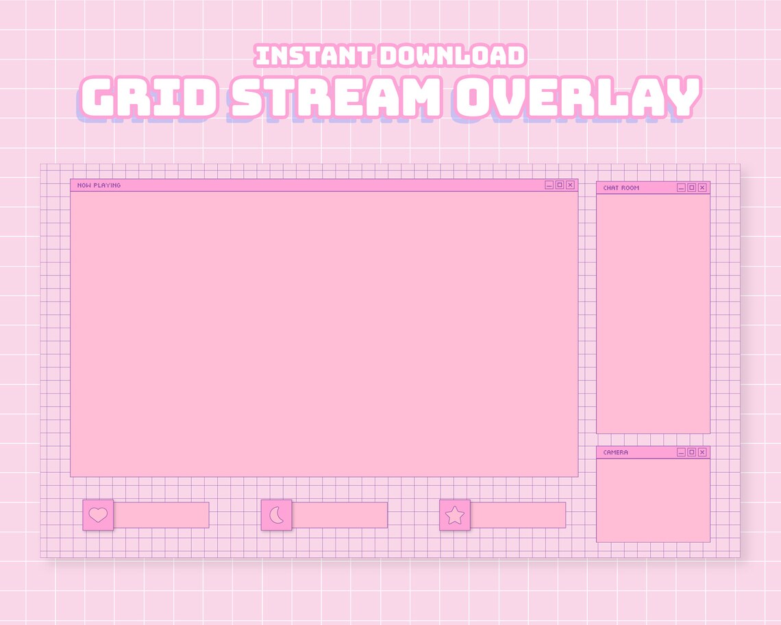 Purple Grid Stream Overlay | Computer Streaming Graphics Aesthetic ...