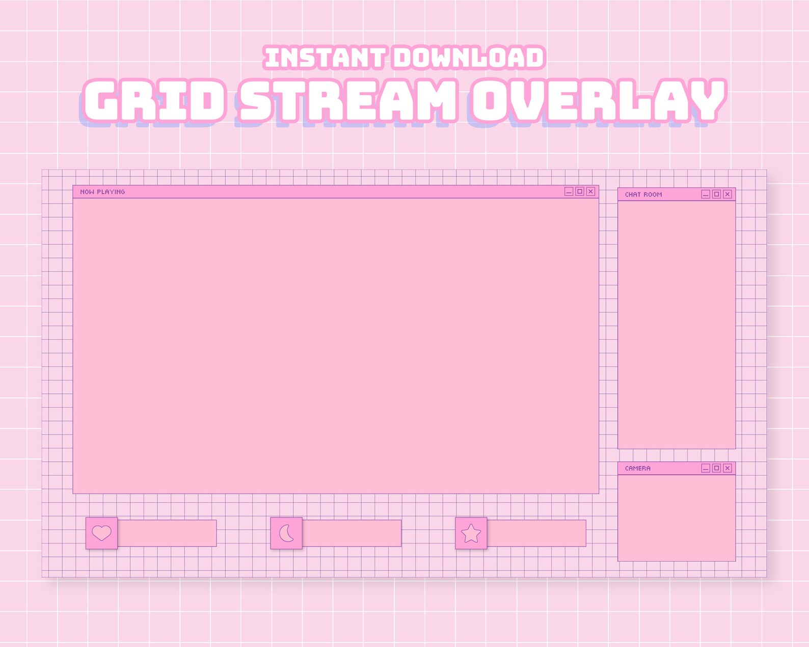 Purple Grid Stream Overlay | Computer Streaming Graphics Aesthetic ...