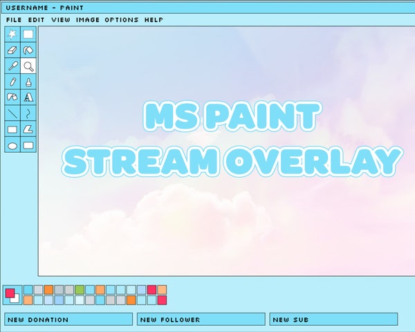 Cute Pink MS Paint Twitch Overlay Creative Art Stream Personalize 5 ...