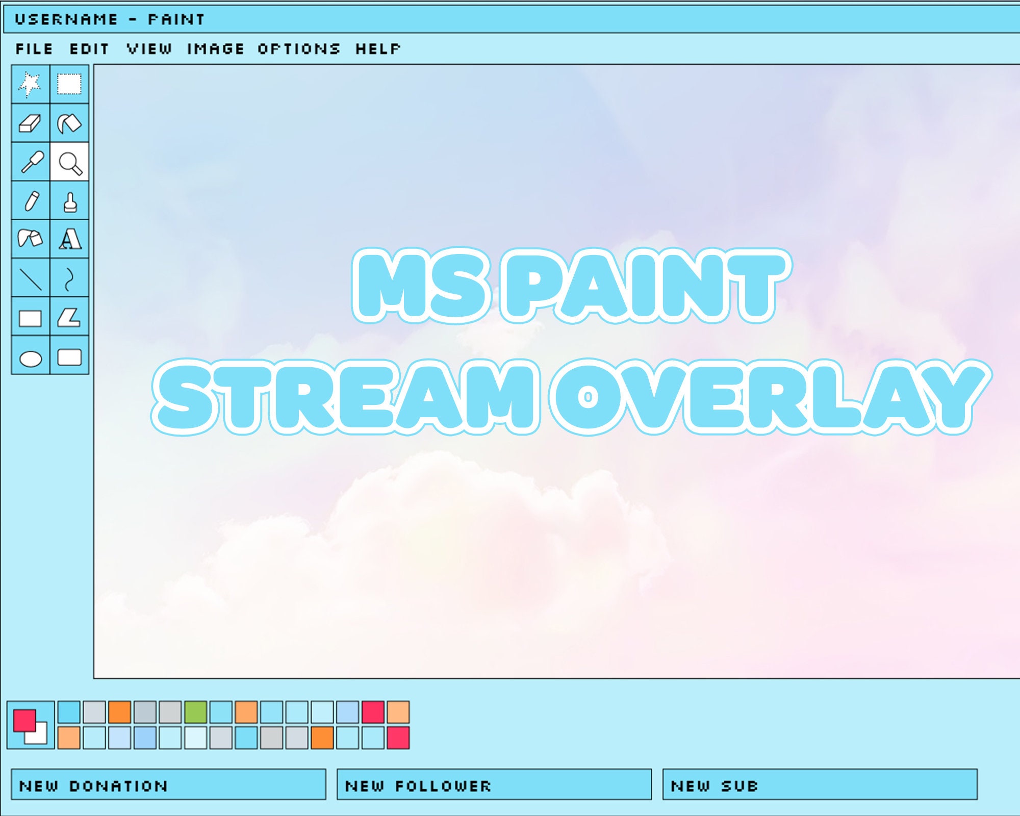 Cute Blue MS Paint Twitch Overlay | Creative Art Stream | Streaming ...