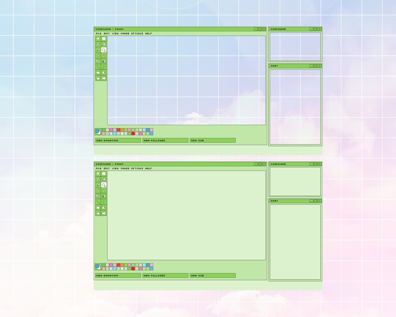 Cute Green MS Paint Twitch Overlay | Creative Art Stream | Streaming ...