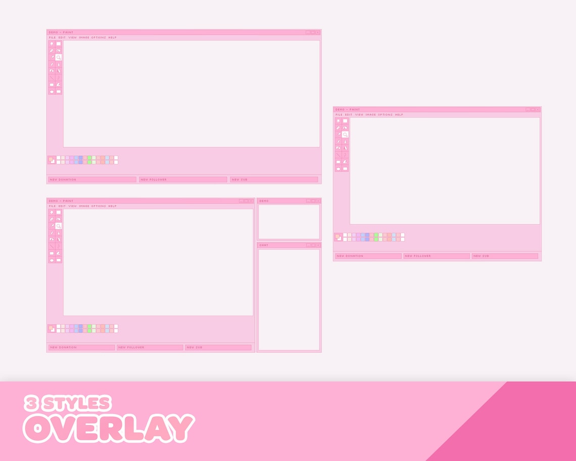 Cute PINK MS Paint Twitch Overlay Creative Art Stream V2 - Etsy Canada