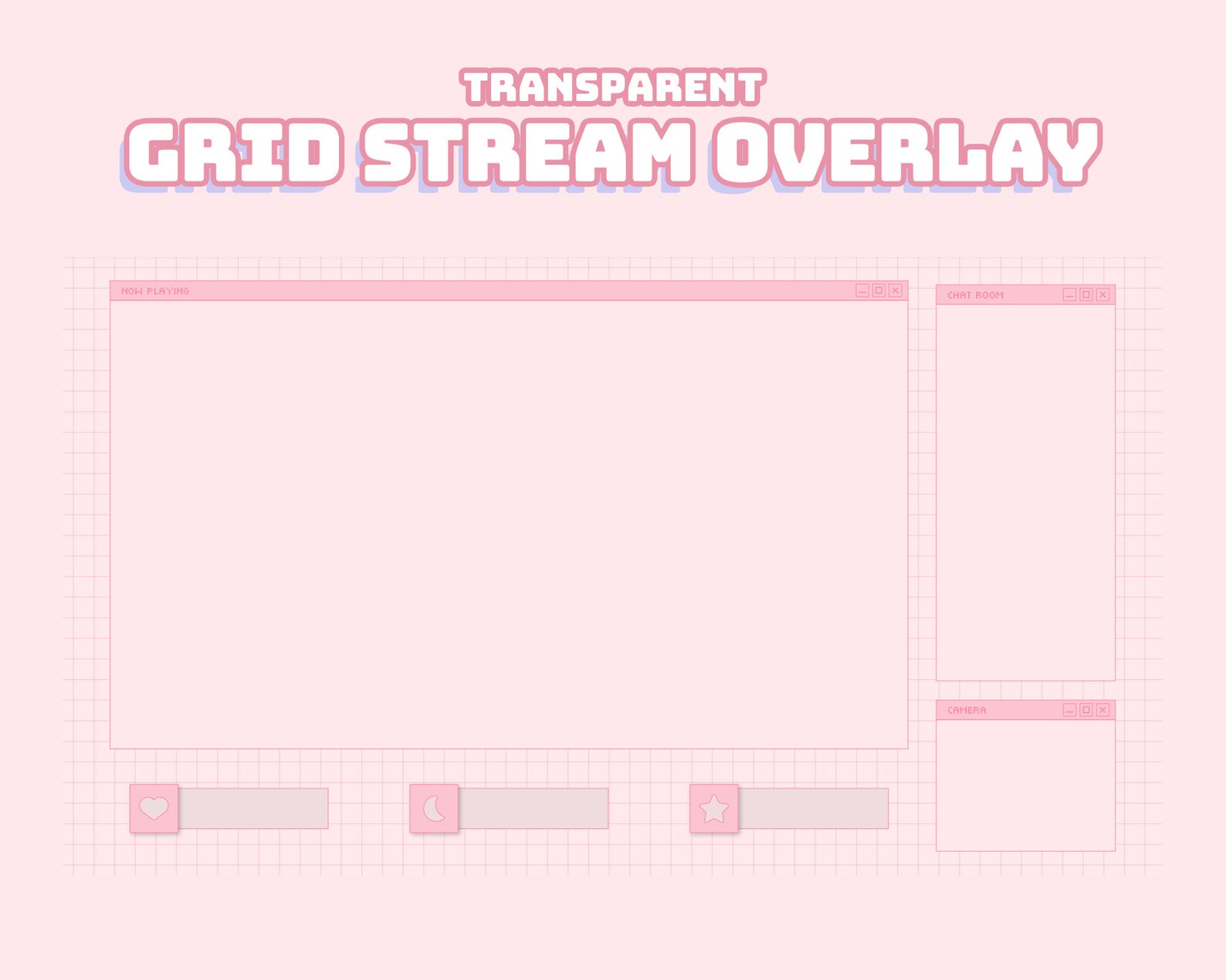 Light Pink Grid Stream Overlay | Computer Streaming Graphics Aesthetic ...