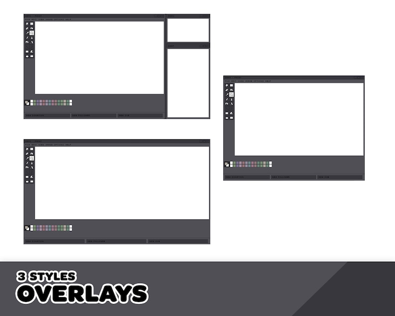Cute Dark MS Paint Twitch Overlay | Creative Art Stream | Kawaii ...
