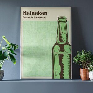 Heineken Beer Print With Patterned Amsterdam Background, Modern Dutch ...