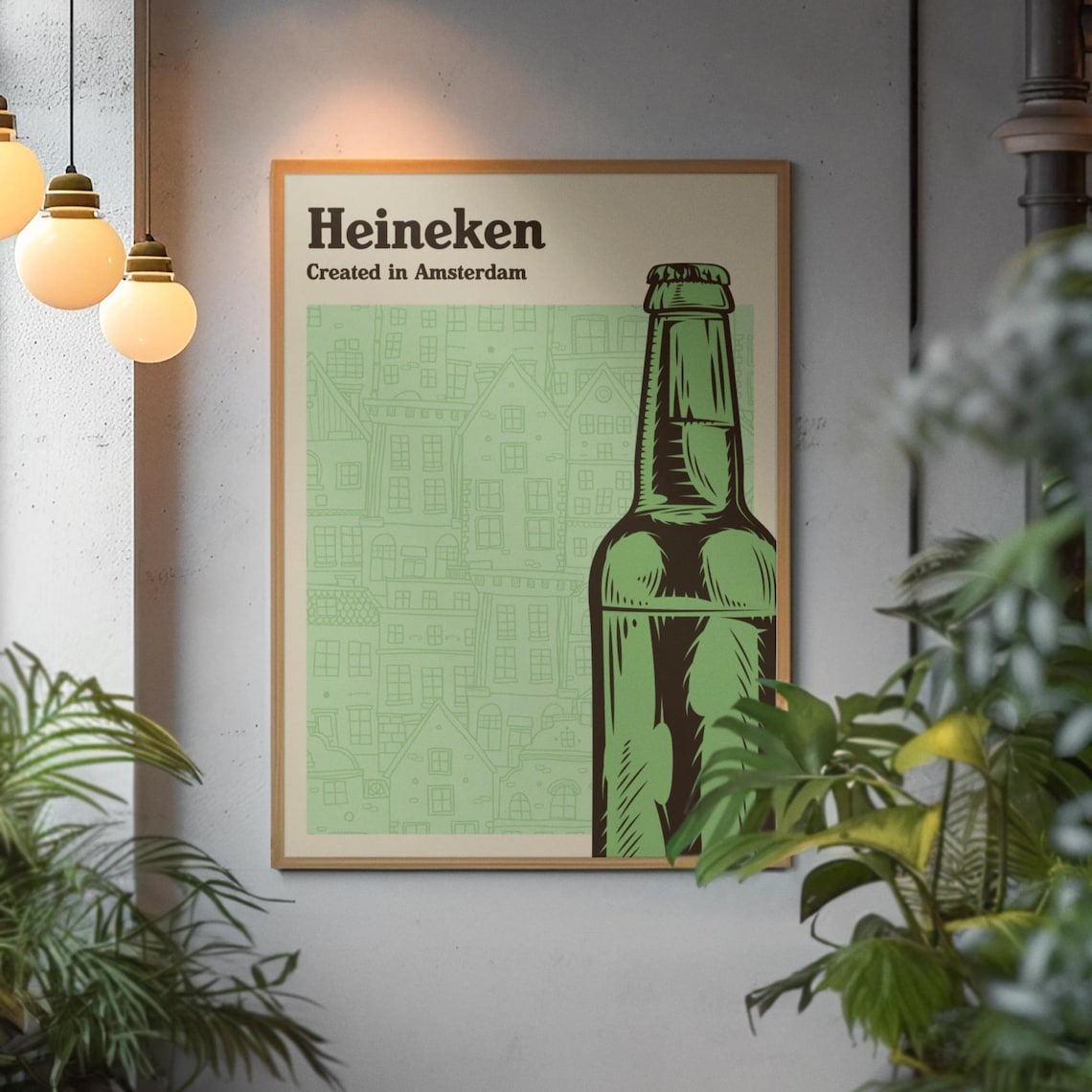 Heineken Beer Poster: Amsterdam Patterned Background, Modern Dutch ...
