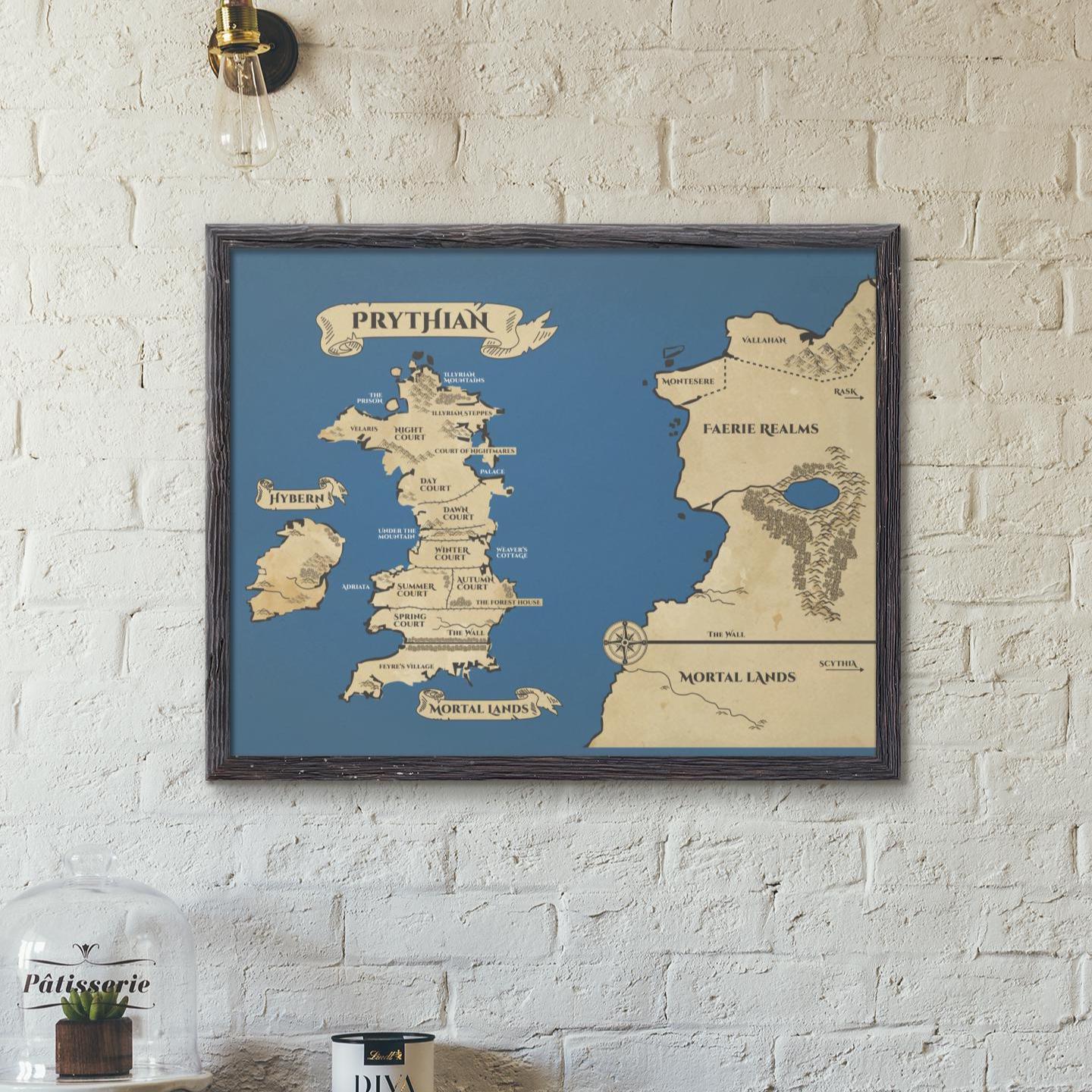 Blue ACOTAR Prythian Map: A Court of Thorns and Roses Fantasy World ...