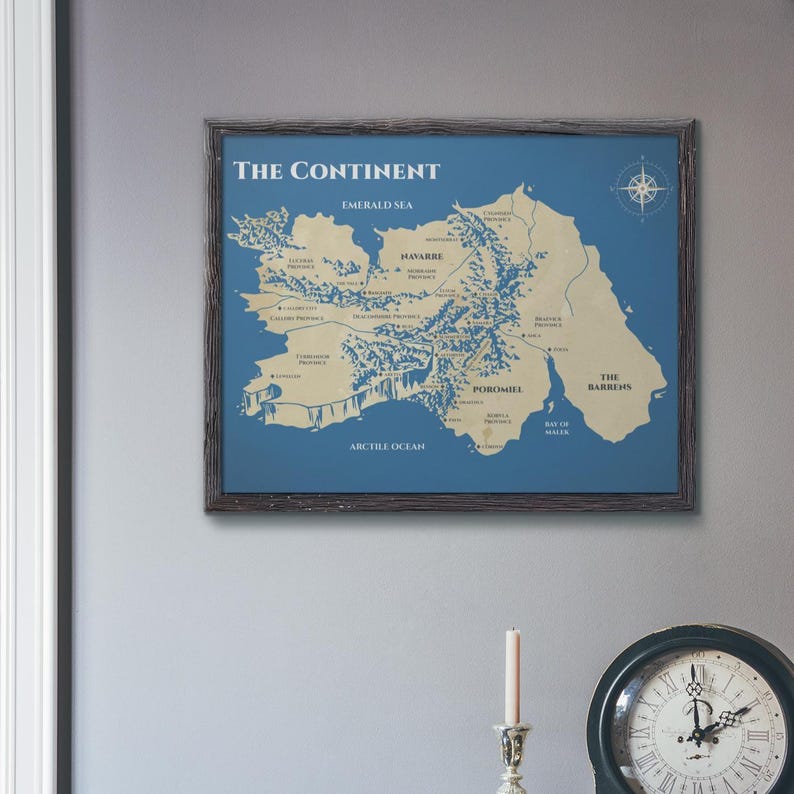 Blue Fourth Wing Map: the Continent, Empyrean Series Fantasy World ...