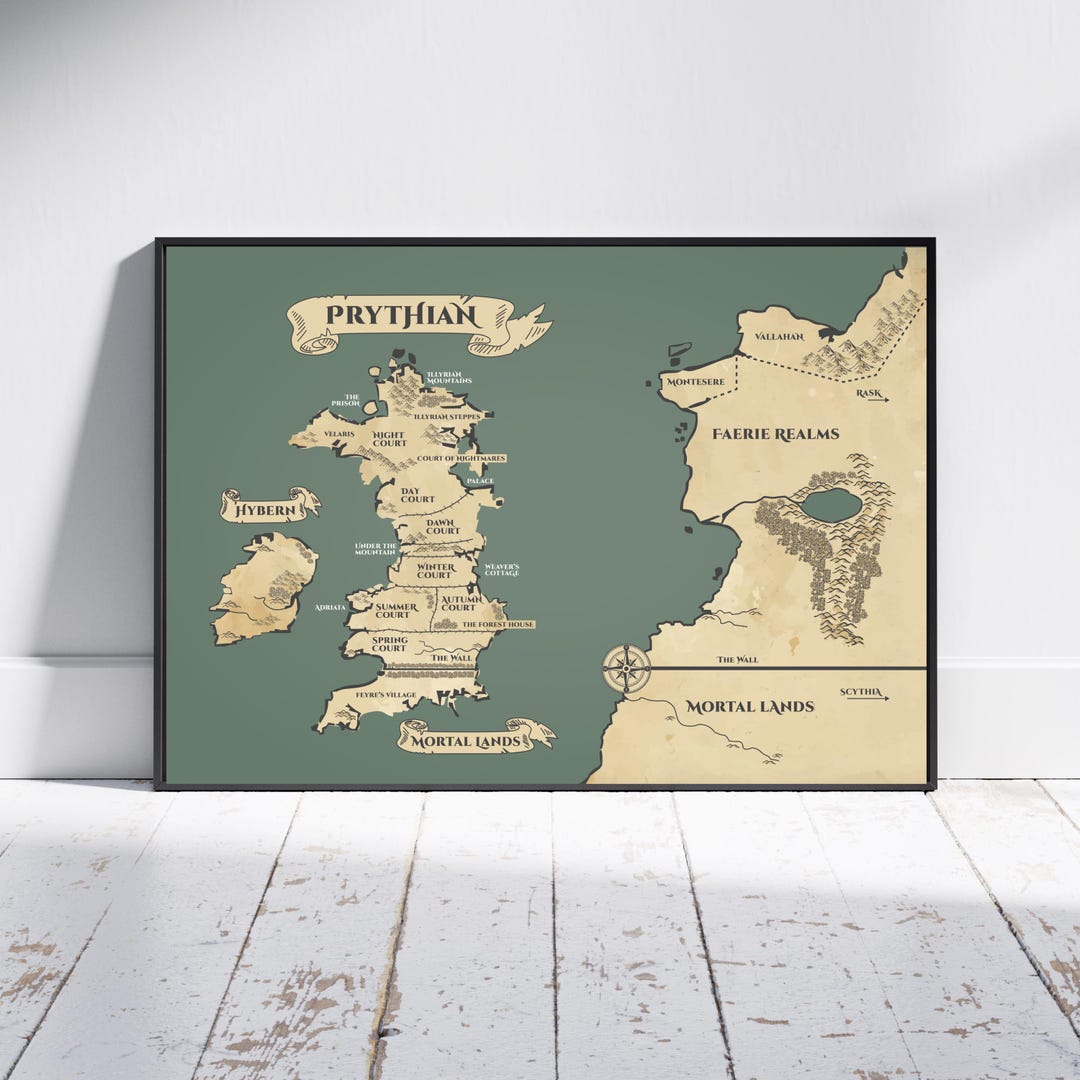 ACOTAR Map, A Court of Thorns and Roses Map, Green Prythian World Map ...
