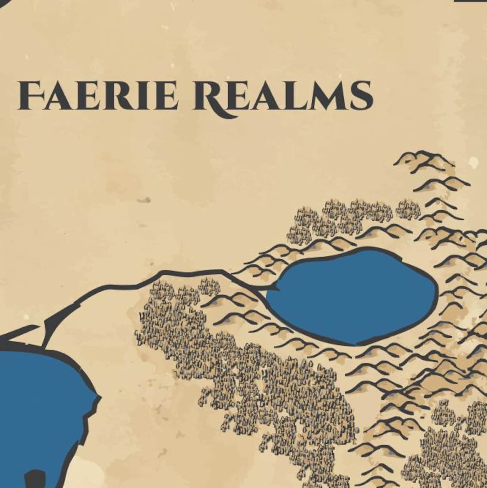 ACOTAR Map, A Court of Thorns and Roses Map, Blue Prythian World Map ...