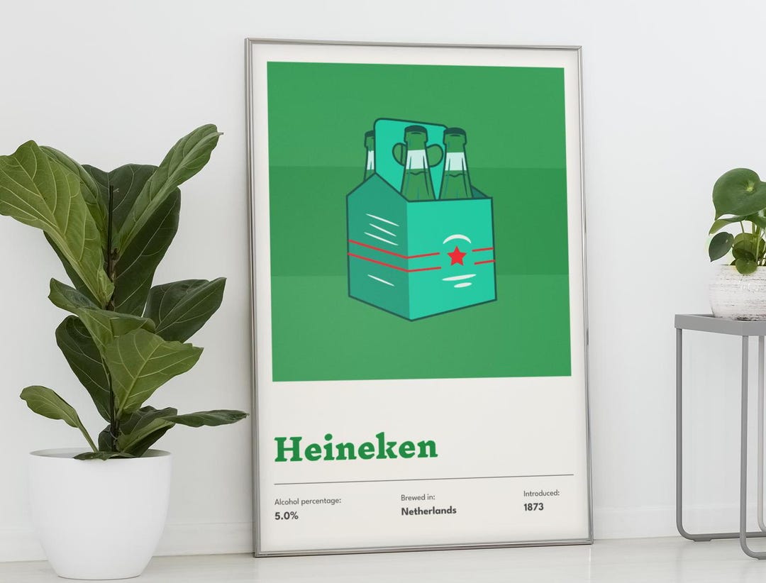 Heineken Beer Print - Retro Dutch Beer Poster, Beer Lover Birthday Gift ...