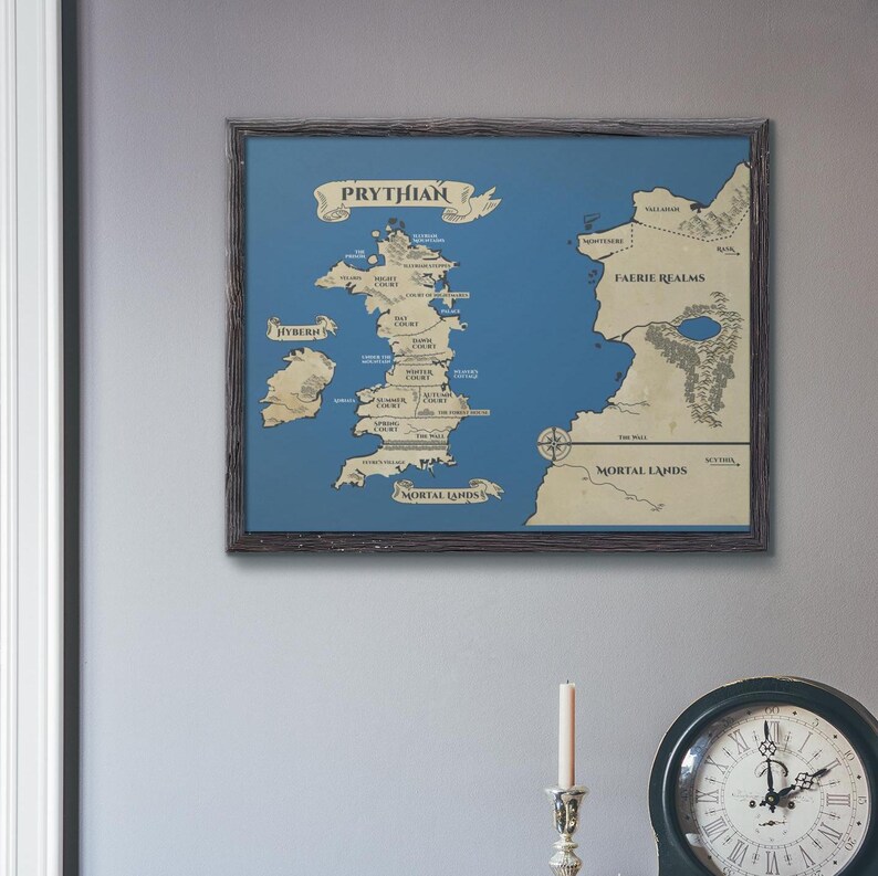 Blue ACOTAR Prythian Map: A Court of Thorns and Roses Fantasy World ...
