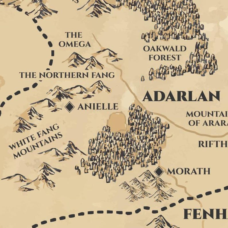 Black Throne of Glass Map: Erilea Fantasy World Poster - Etsy