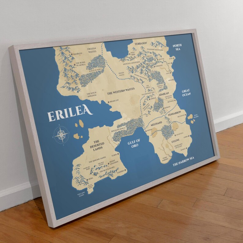 Throne of Glass Map, Digital Download, Blue Erilea Map, Sarah J Mass ...