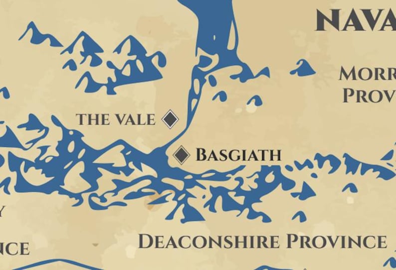 Blue Fourth Wing Map: the Continent, Empyrean Series Fantasy World ...