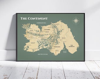 Green Fourth Wing Map: the Continent, Empyrean Series Fantasy World ...