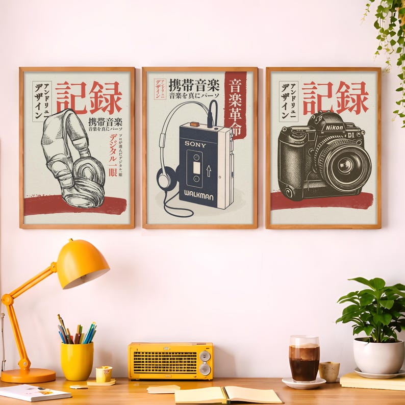 Japanese Sony Walkman Poster - Vintage Japan Wall Art With Kanji Print ...