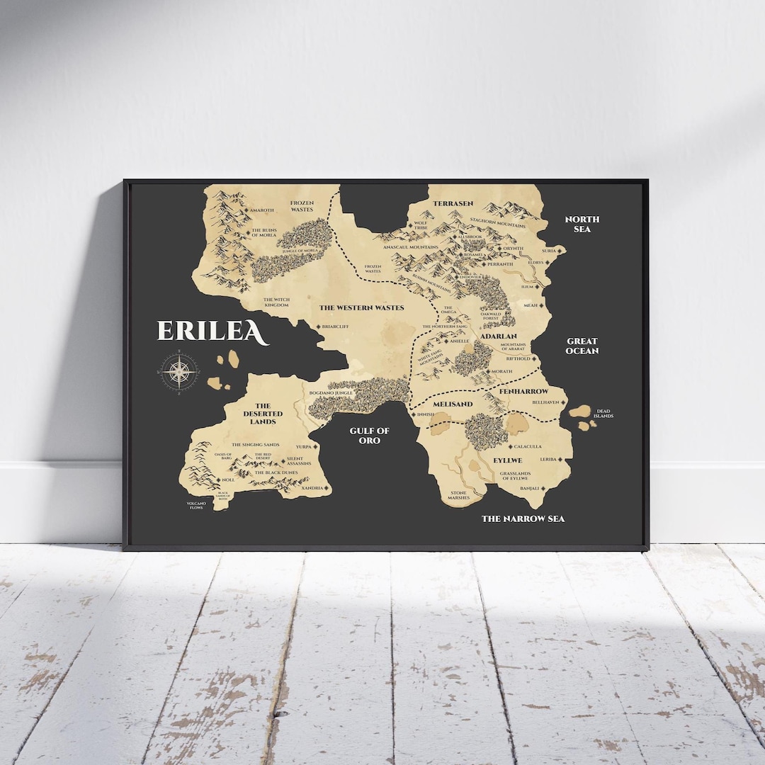 Black Throne of Glass Map: Erilea Fantasy World Poster - Etsy