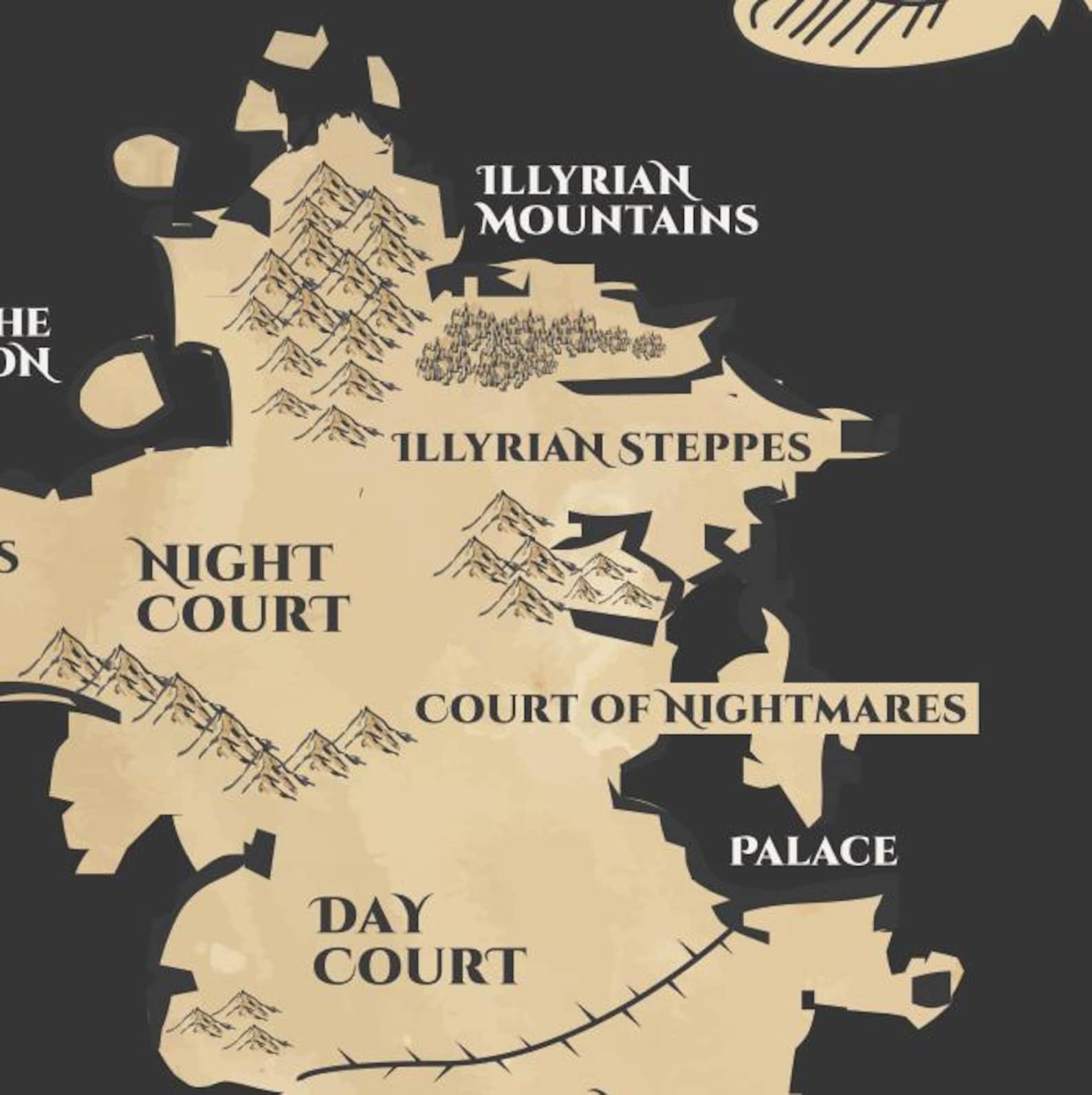ACOTAR Map, A Court of Thorns and Roses Map, Black Prythian World Map ...