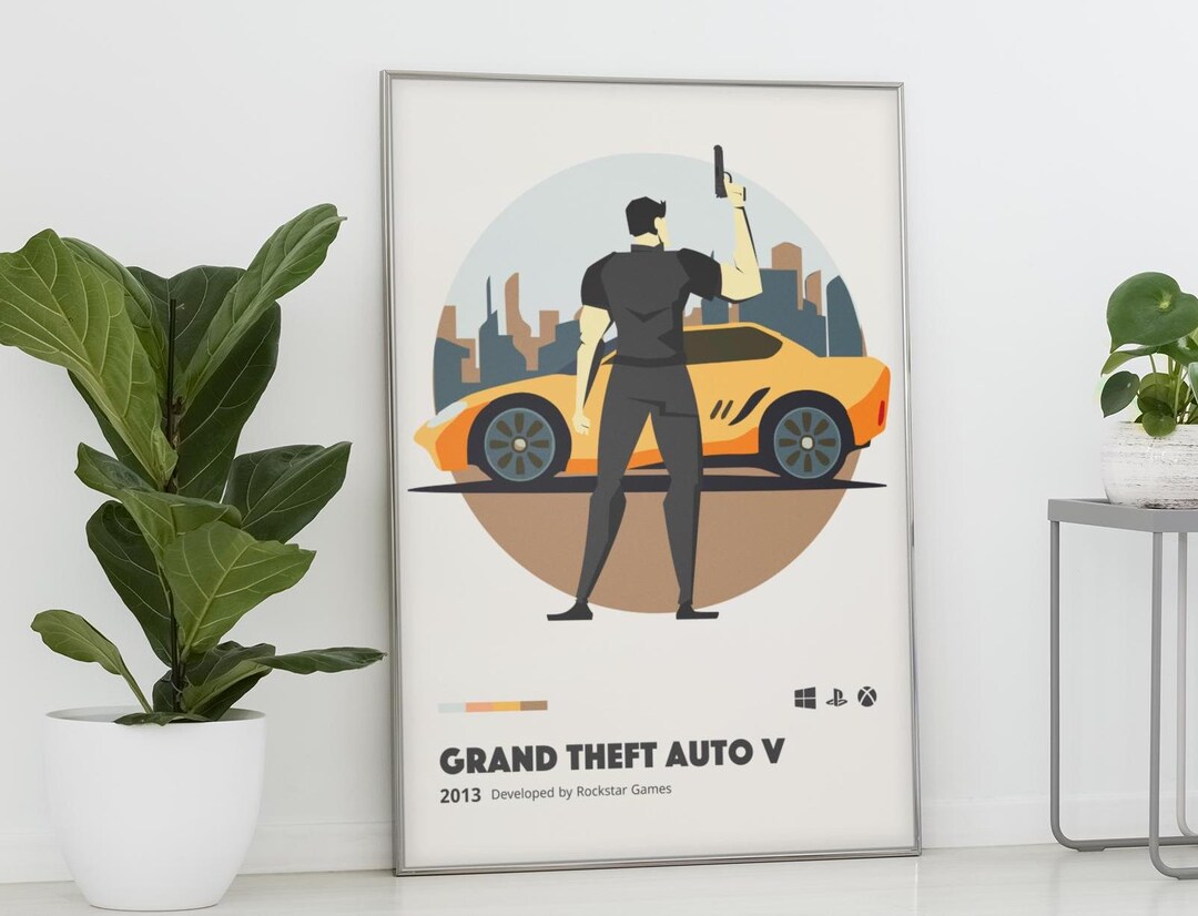 Grand Theft Auto Poster, Video Game Wall Art, Rockstar Gaming Gift, GTA ...