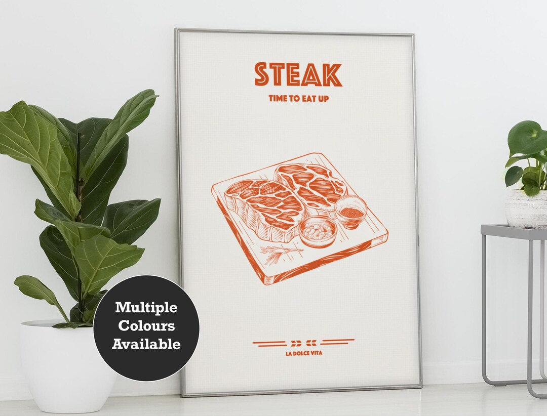 Retro Steakhouse Print: Modern Kitchen Wall Art - Etsy