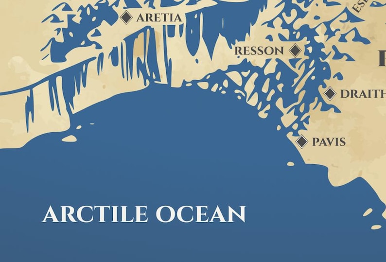 Blue Fourth Wing Map: the Continent, Empyrean Series Fantasy World ...