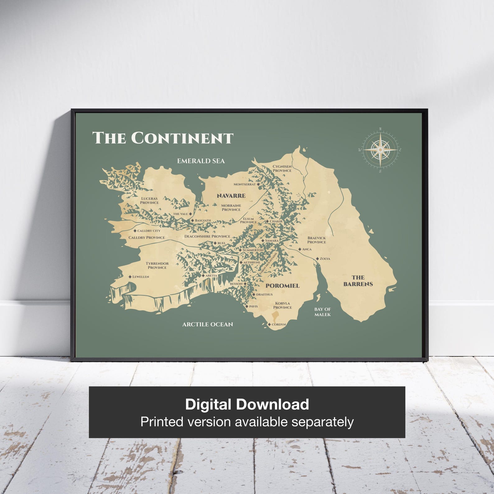 Green Fourth Wing Map: the Continent, Empyrean Series Fantasy World ...