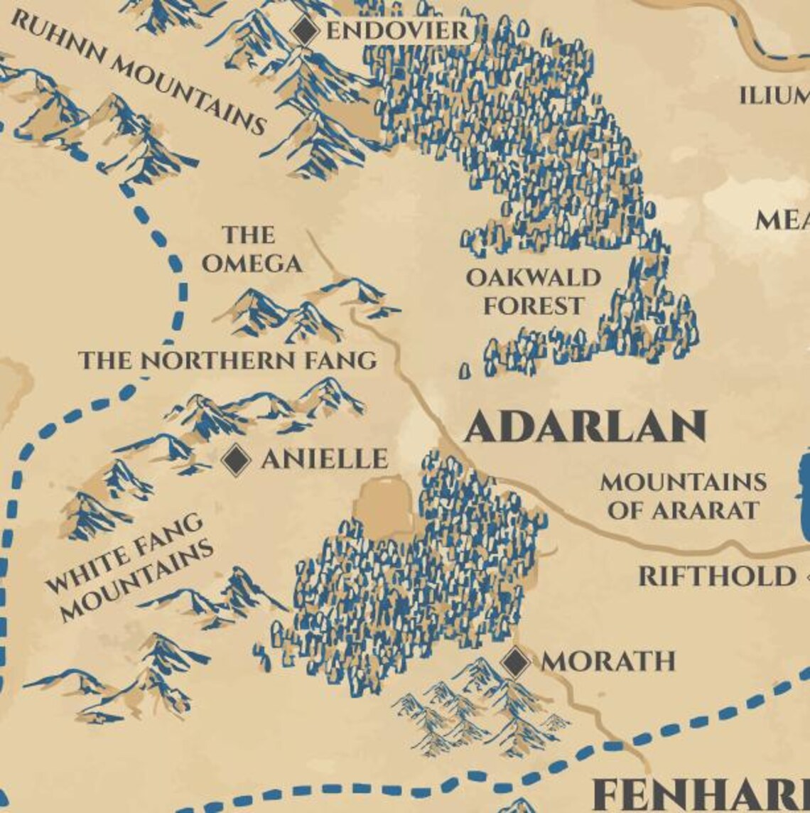 Blue Throne of Glass Map: Erilea Fantasy World Poster - Etsy