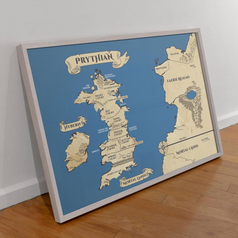Blue ACOTAR Prythian Map: A Court of Thorns and Roses Fantasy World ...