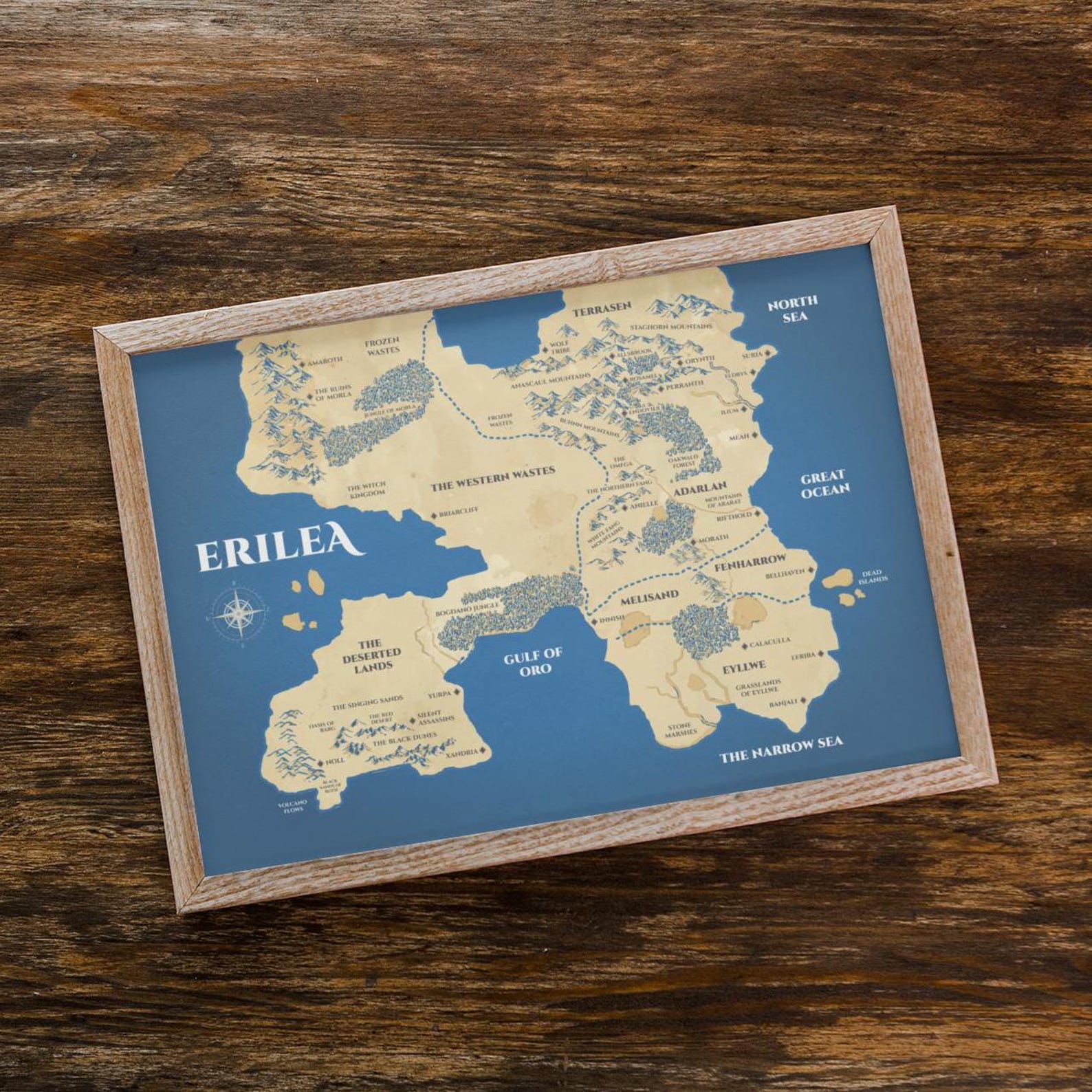Blue Throne of Glass Map: Erilea Fantasy World Poster - Etsy
