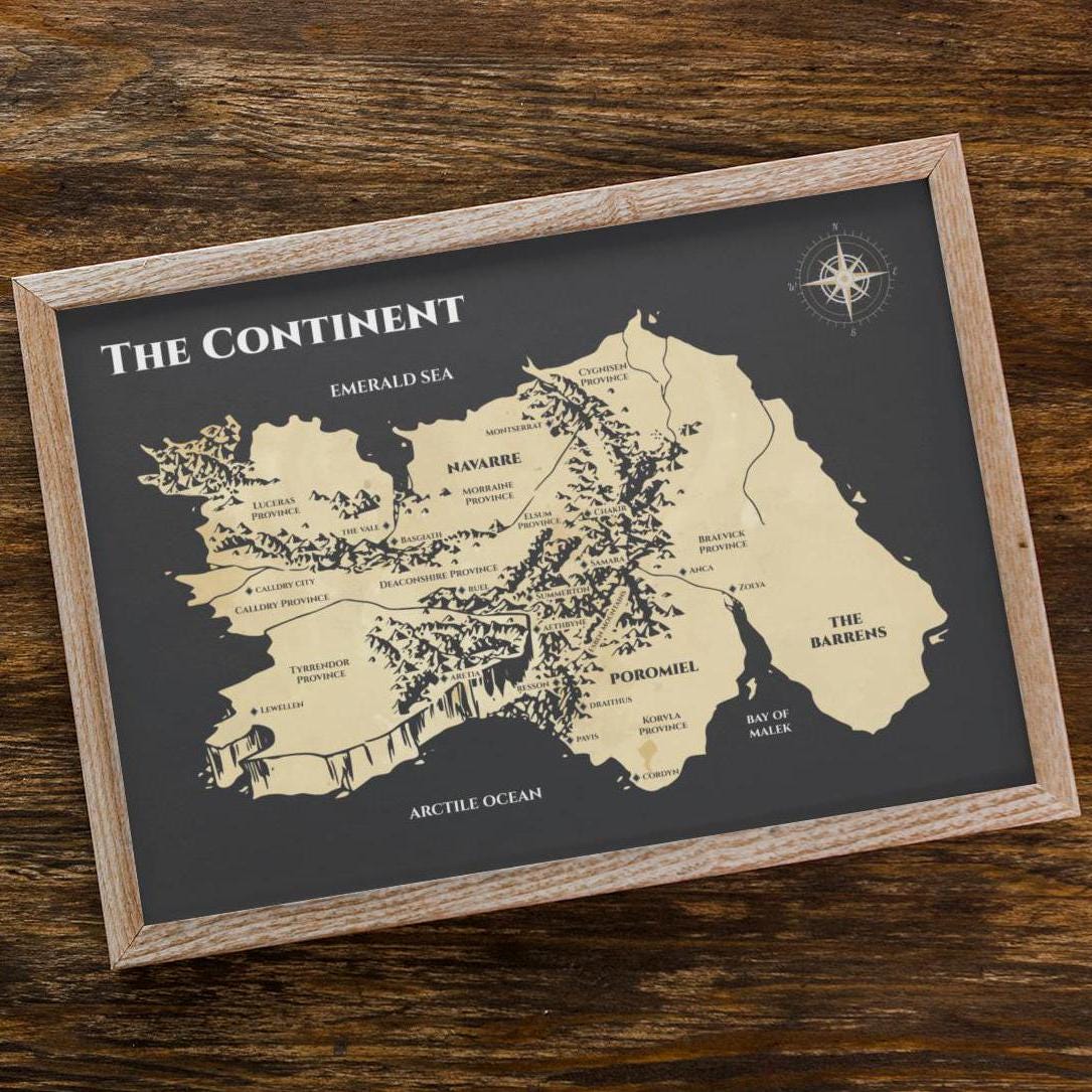 Black Fourth Wing Map: the Continent, Empyrean Series Fantasy World Poster - Etsy