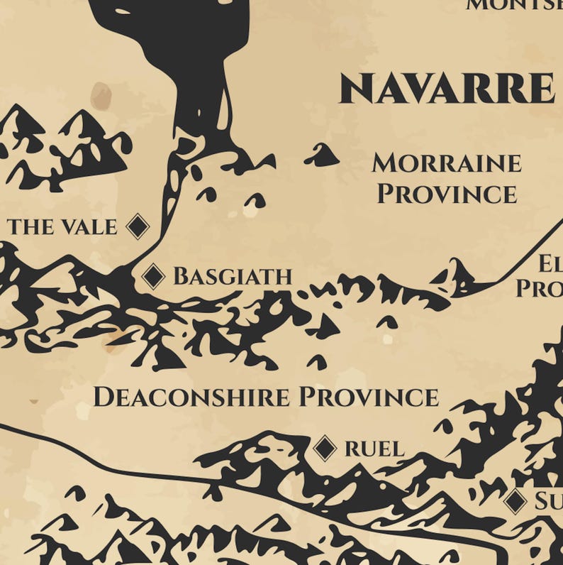 Black Fourth Wing Map: the Continent, Empyrean Series Fantasy World ...