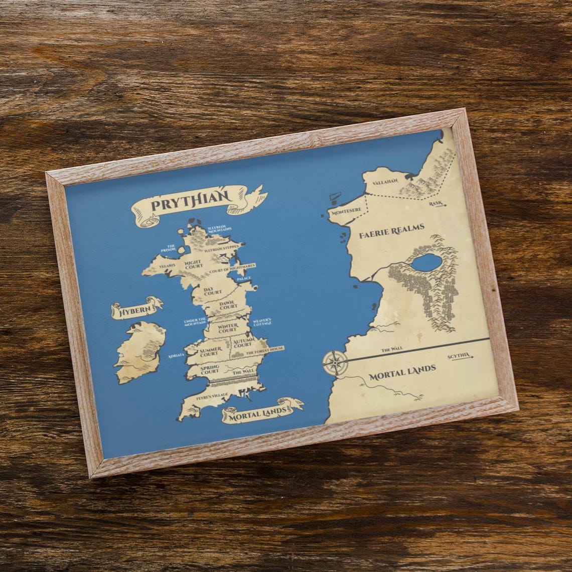 Blue ACOTAR Prythian Map: A Court of Thorns and Roses Fantasy World ...