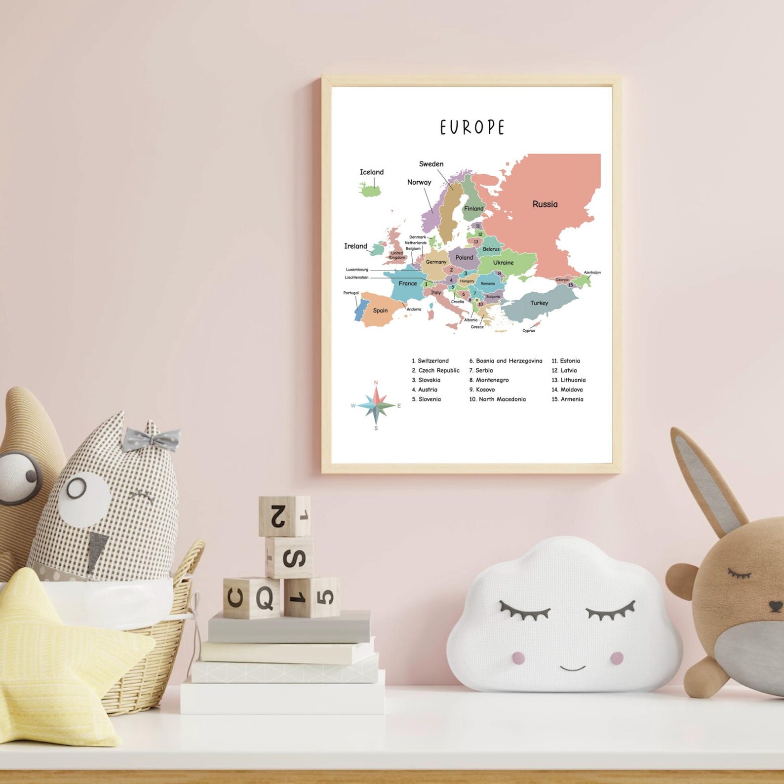 Europe Map Printable, Europe Poster, Minimalist Map, Large Map of ...