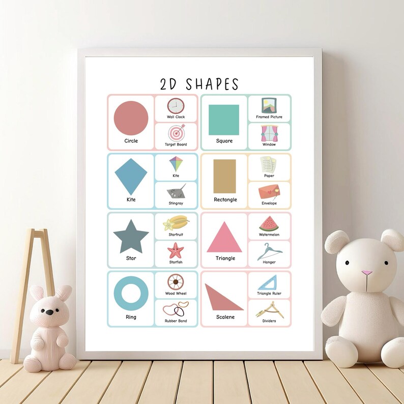 2D and 3D Rainbow Shapes Poster, Grade 1 or Primary Educational ...