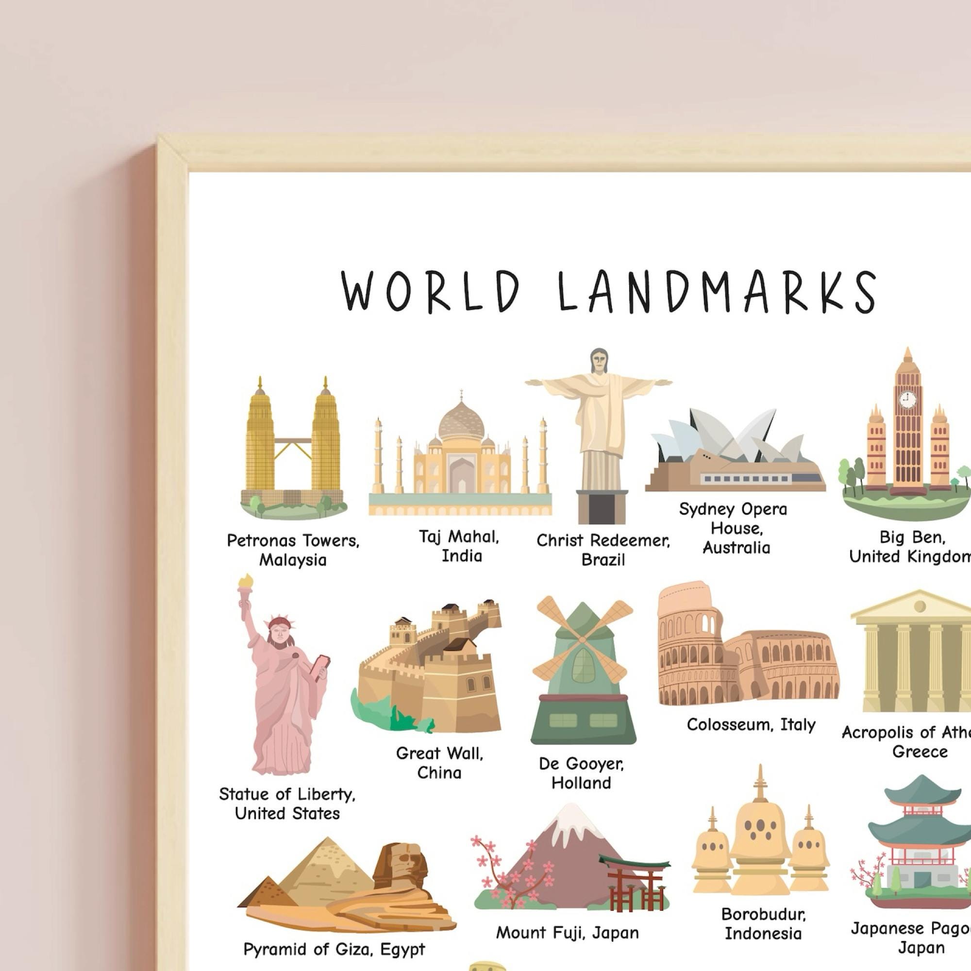 World Landmarks Education Printable, Famous Landmarks in the World ...