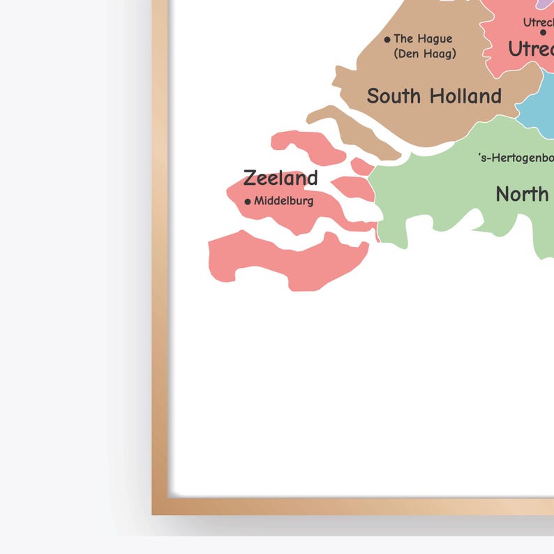 Netherlands Map With Provinces and Major Cities, Colorful Netherlands ...