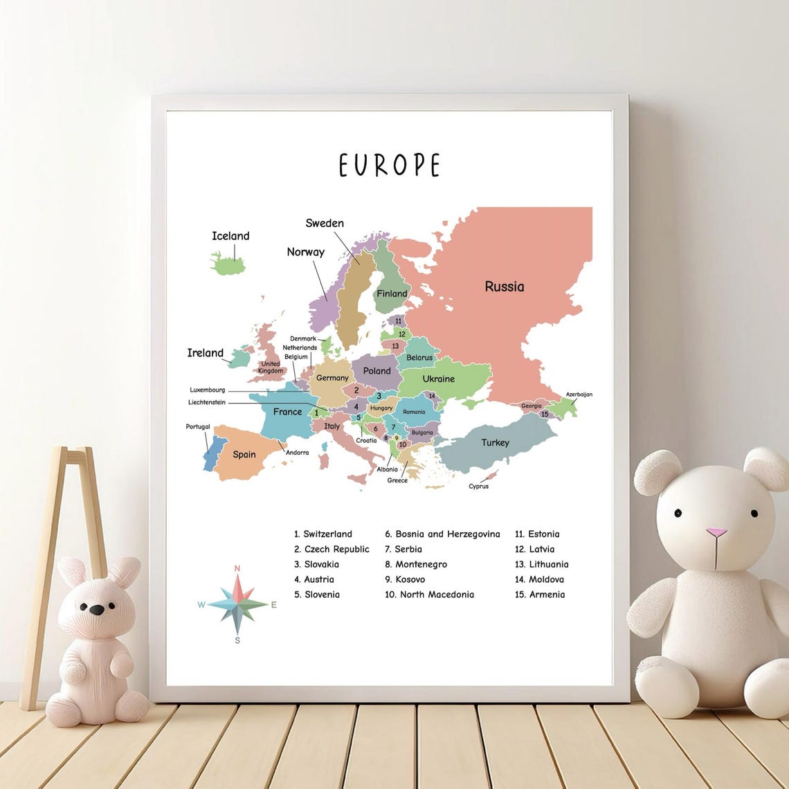 Europe Map Printable, Europe Poster, Minimalist Map, Large Map of ...