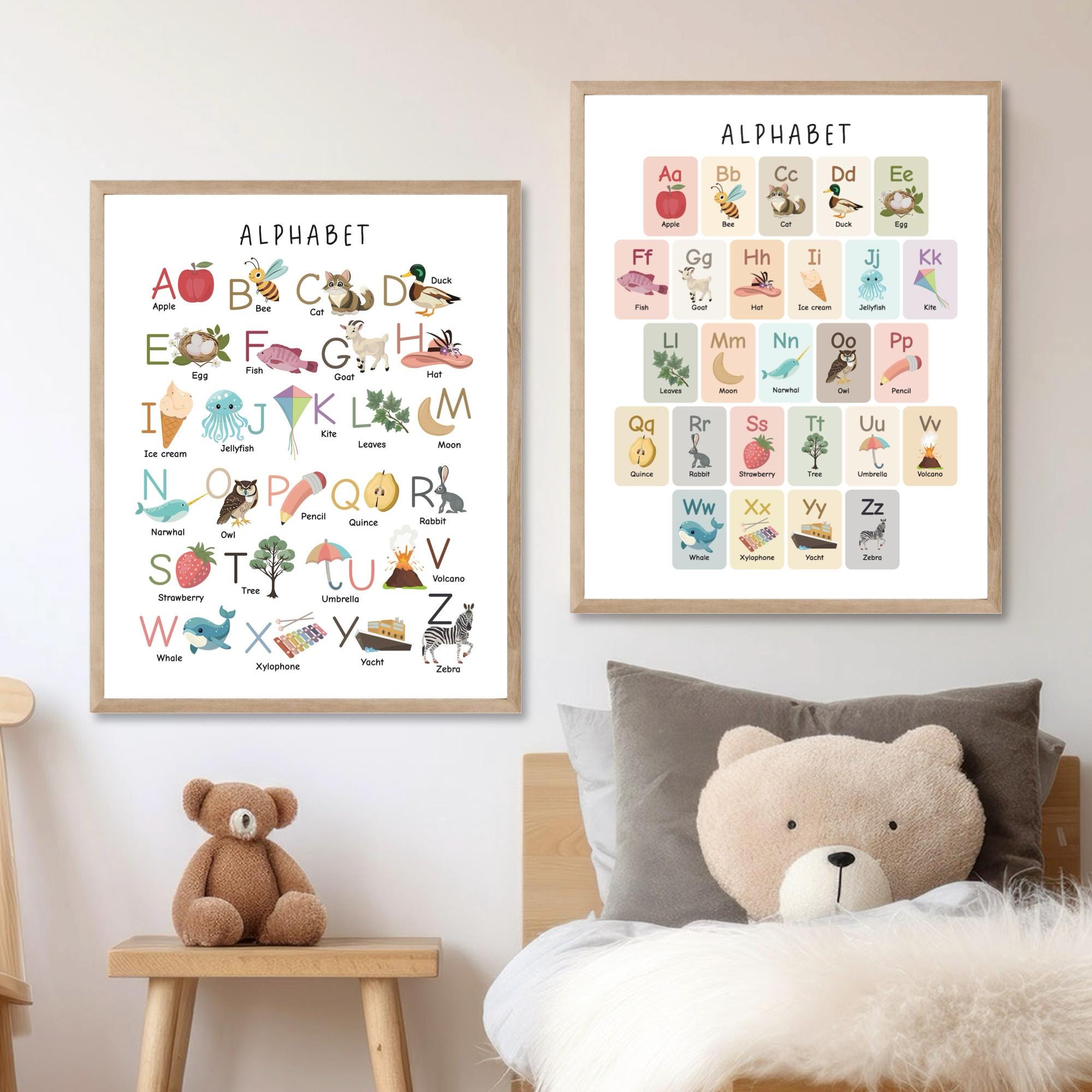 ABC Poster Alphabet Poster, Educational Illustrated Alphabet, Wall Art ...