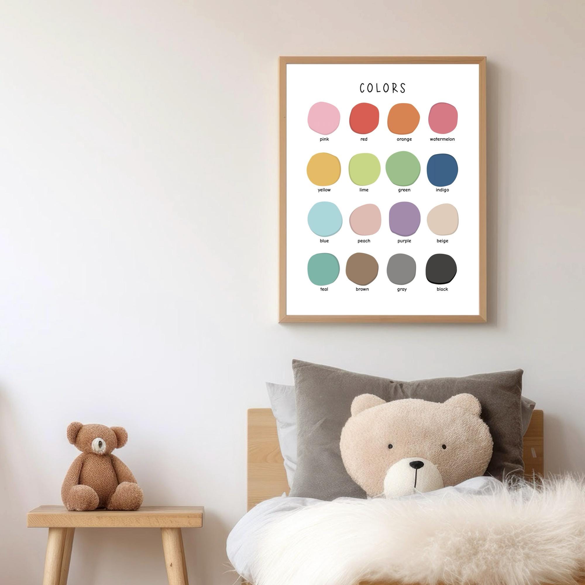 Set of 4 Colors Posters, Color Wheel, Color Mixing and Color Names ...