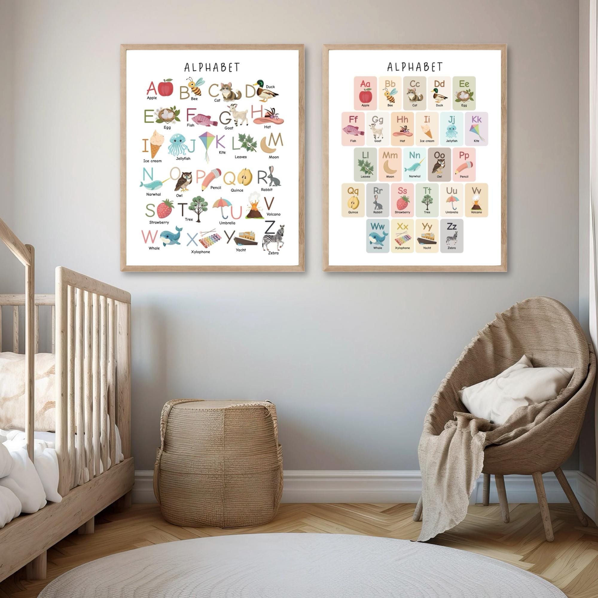 ABC Poster Alphabet Poster, Educational Illustrated Alphabet, Wall Art ...