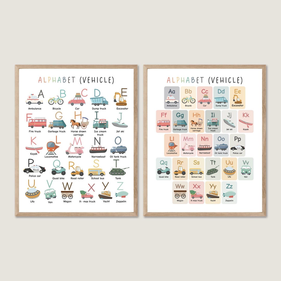 Vehicle Alphabet Print, Transport Poster, Car Abc Poster, Transport ABC ...