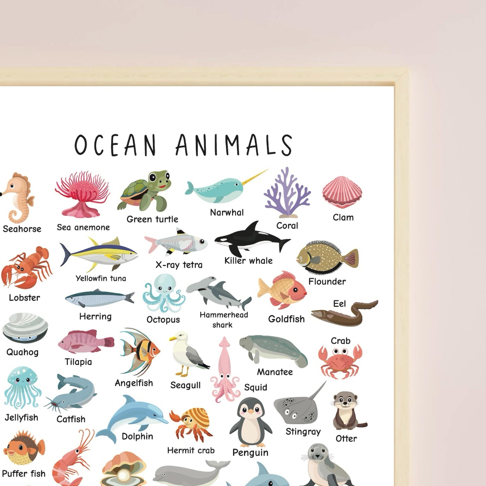 Ocean Animals Poster, Montessori Educational Posters, Nursery Wall ...