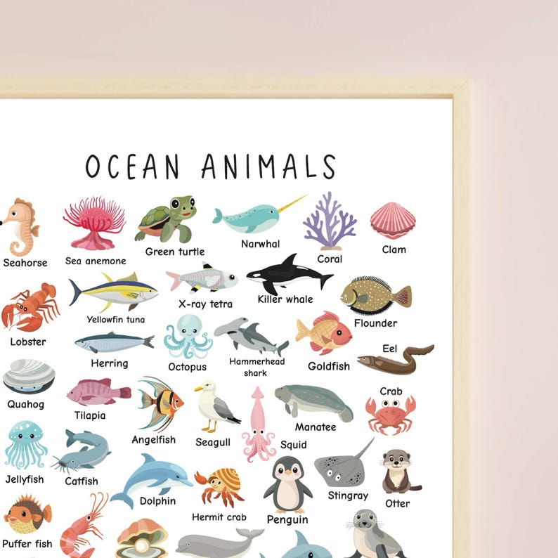 Ocean Animals Poster, Montessori Nursery Decor (digital Download) - Etsy