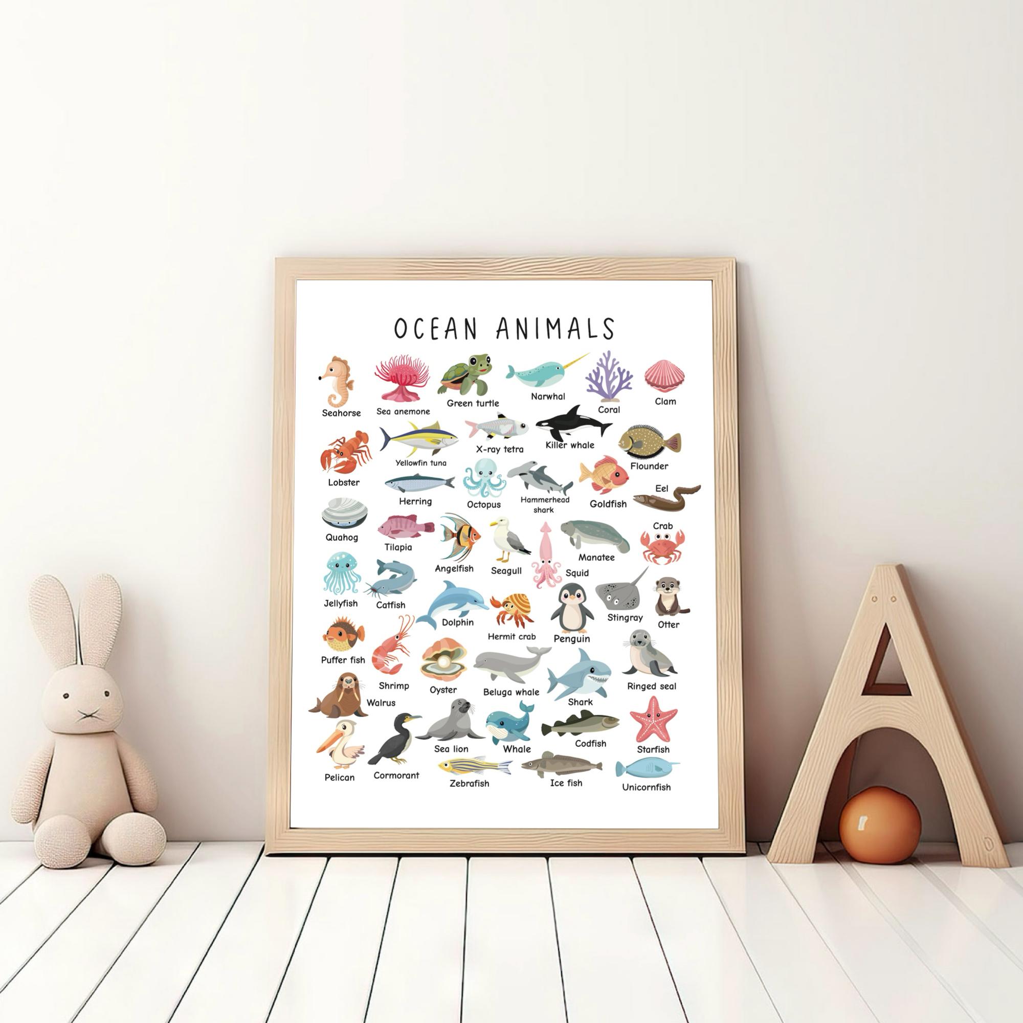 Ocean Animals Poster, Montessori Nursery Decor (digital Download) - Etsy