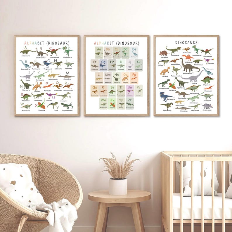 Dinosaur Alphabet and Numbers Print, A-Z and Counting Nursery Print ...