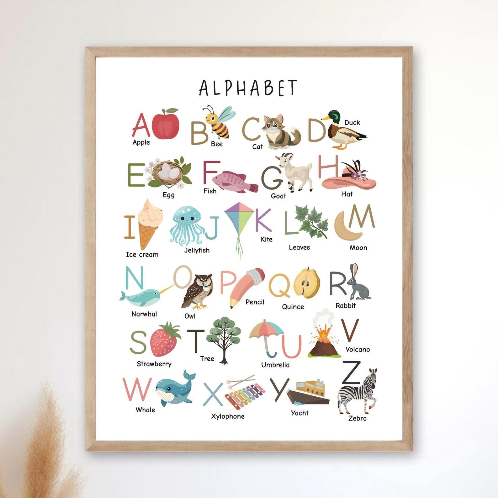 ABC Poster Alphabet Poster, Educational Illustrated Alphabet, Wall Art ...